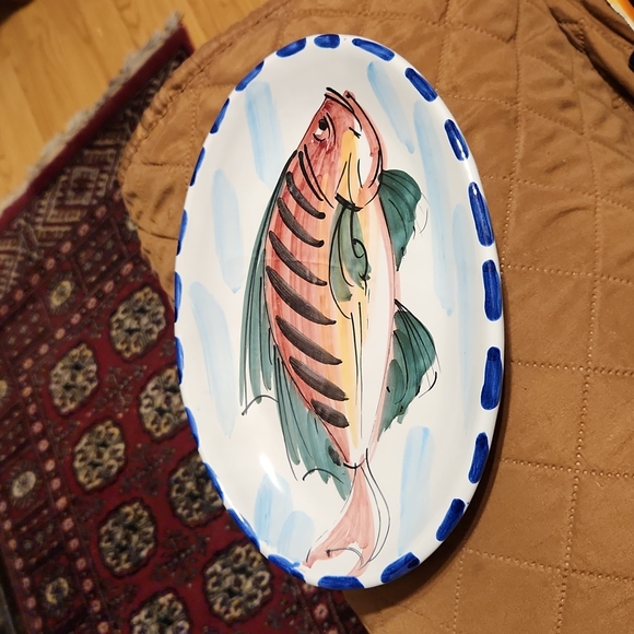 Vietri | Dining | Italian Handmade Oval Fish Pattern Hanging Dish 5 X 6 ...